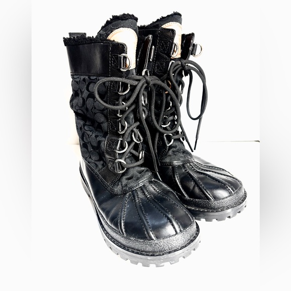 Coach | Shoes | Vtg Coach Laura Boots Signature C Jacquard Fabric ...
